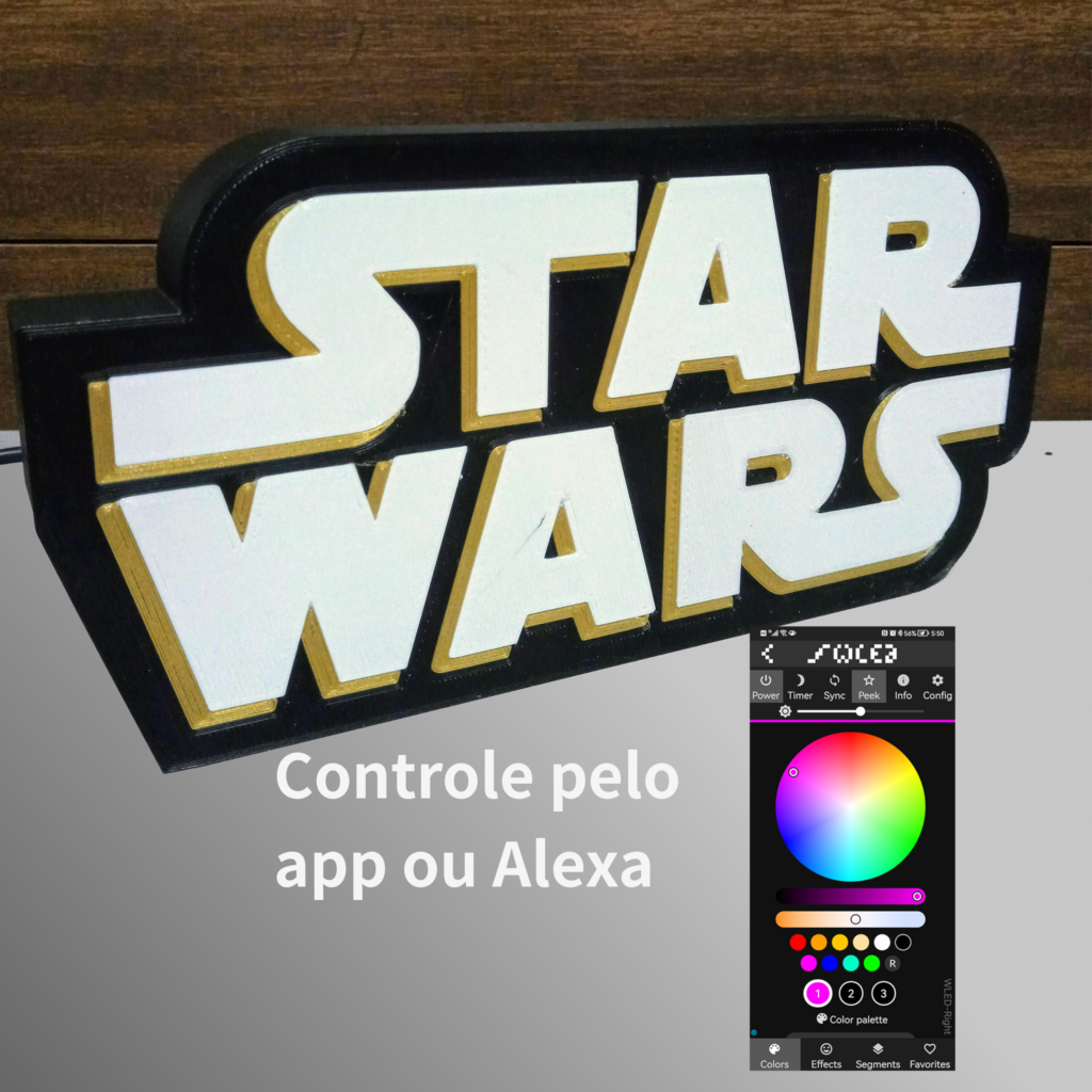 Luminária Star Wars com Controle de Cores pelo Celular – Mundo em 3D